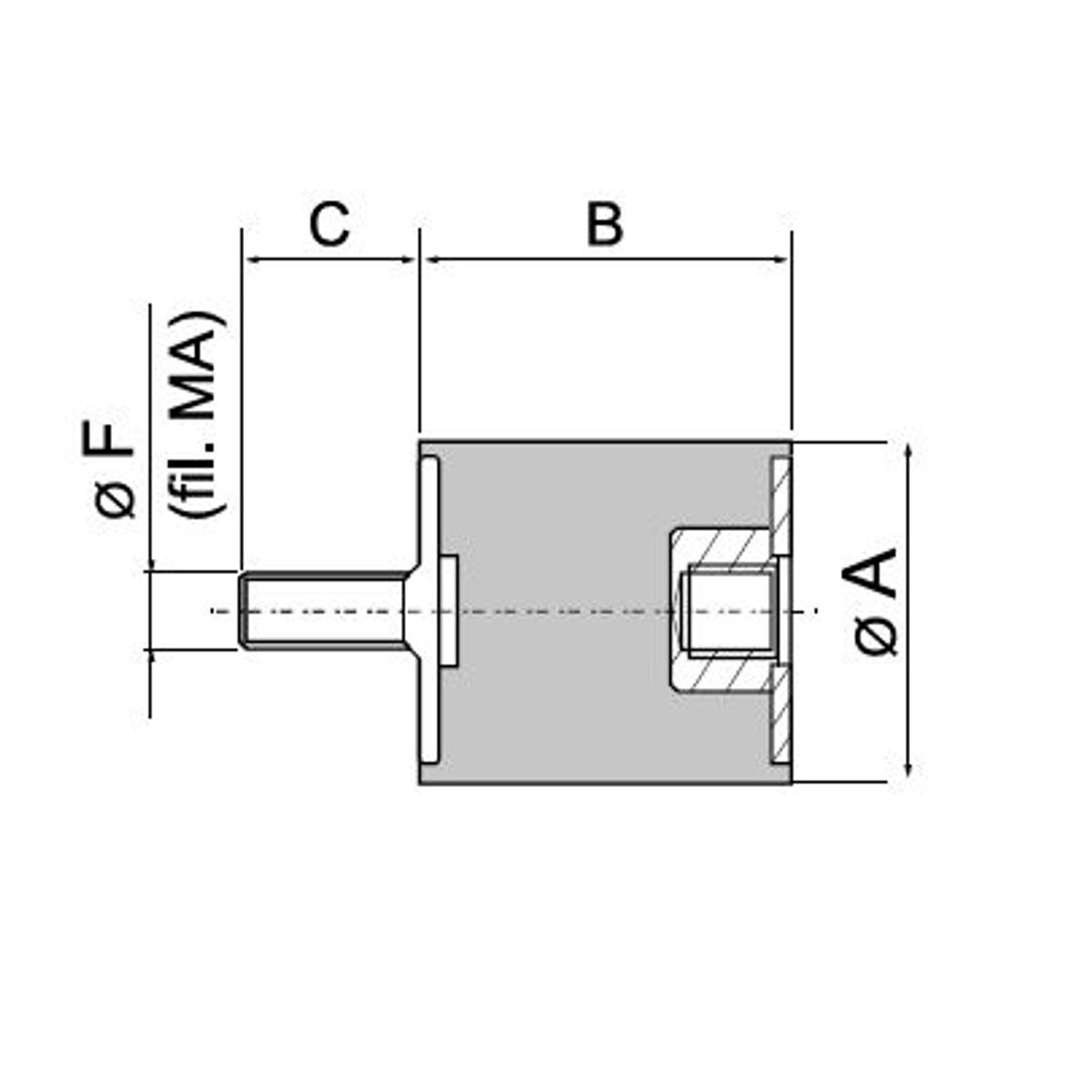 Cylindrical vibration dampings with screw bolt one side and threaded ...