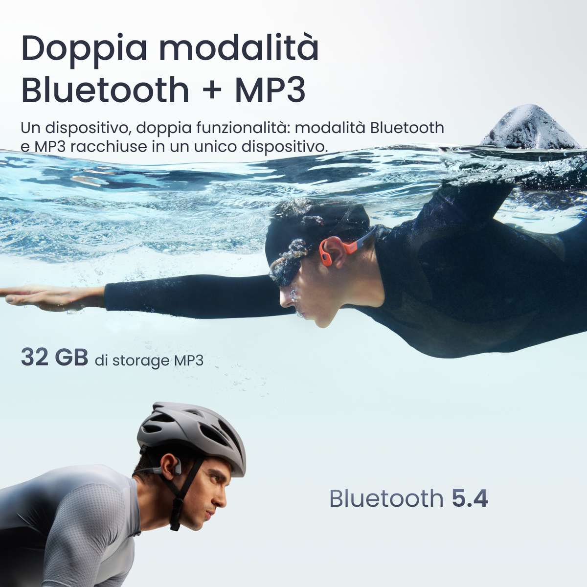 OPENSWIM PRO waterproof bone conduction headphones with dual Bluetooth ...